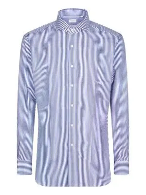 XACUS Striped Cotton Shirt - Blue