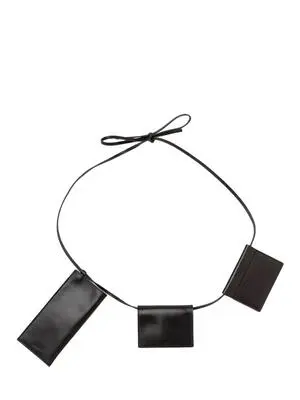 AMOMENTO Slim Leather Belt Bag - Black