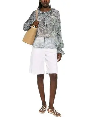 Raquel Diniz Printed Ruffled Blouse - Blue