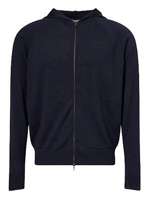 John Smedley Carty Merino Wool Zip-up Hoodie - Midnight