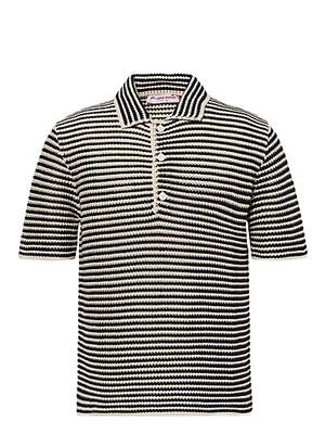 Orlebar Brown Lowry Striped Cotton Polo Shirt - Night Iris/cashew