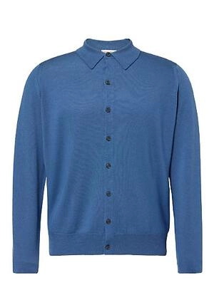 John Smedley Tibor Long-sleeve Merino-wool Polo Shirt - Teal Firth