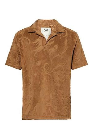 Oas Devore Pattern Cotton-blend Polo Shirt - Lt-brown