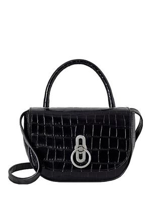Mulberry Amberley Small Croc-effect Leather Top-handle Bag - Black