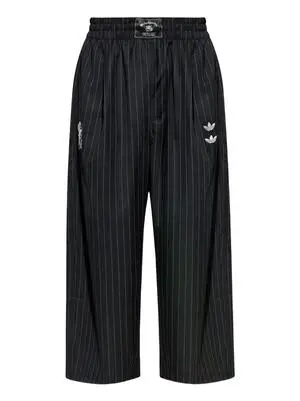 Adidas Chavarria Pinstripe-pattern Wide-leg Trousers - Black