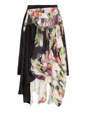 CAROLINE HU Slashing Layered Skirt - Black