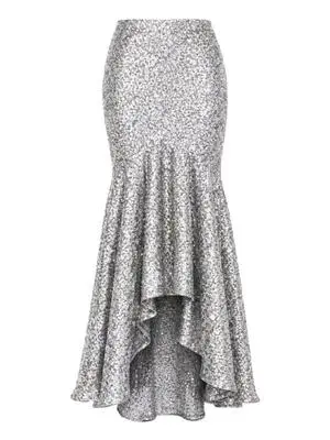 ROSERRY Tango Sequin-embellished Ruffled High-low Hem Skirt - Silver