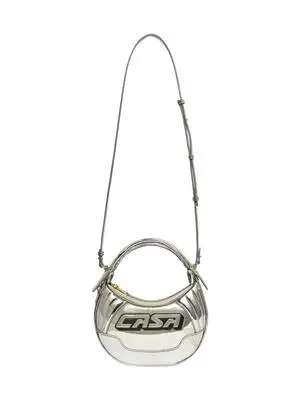 Casablanca Biker Metallic Cross Body Bag - Silver