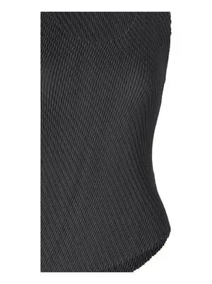 Issey Miyake Pleated Asymmetric Top - Black