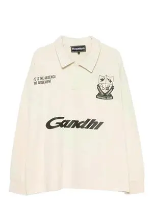 HOPEIUM Polo-collar Sweater With Logo And Number Print - Neutrals