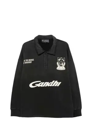 HOPEIUM Logo-print Polo-collar Sweater - Brown