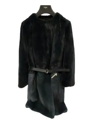Fendi Belted Faux-fur Coat - Blue