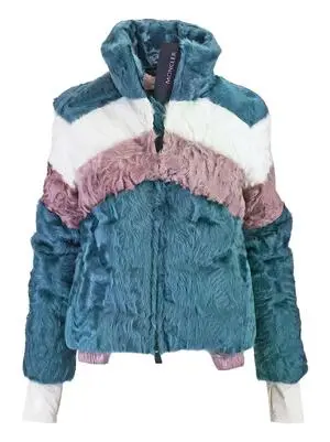 Moncler Colour-block Faux-fur Jacket - Blue