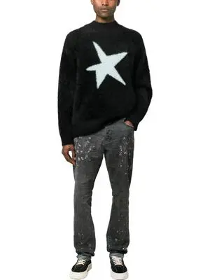 PURPLE BRAND Paint Splatter Straight-leg Jeans - Blue