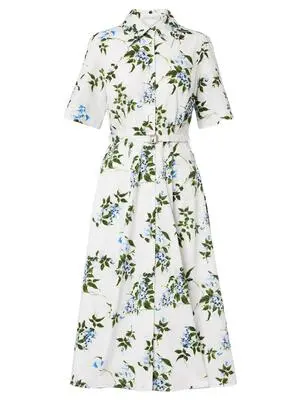 EMILIA WICKSTEAD Rubie Floral Cotton Poplin Shirt Dress - White