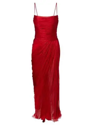 MARIA LUCIA HOHAN Rio Draped Silk Muslin Gown - Red