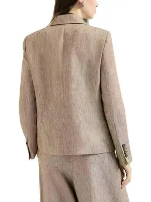 Brunello Cucinelli Linen Denim Blazer With Monili - Neutrals
