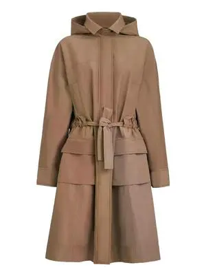 Brunello Cucinelli Techno-cotton Taffeta Coat With Detachable Hood - Brown