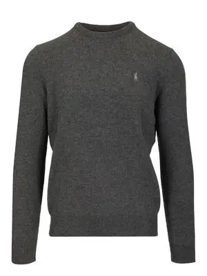 Polo Ralph Lauren Embroidered Wool Crew Neck Sweater - Grey
