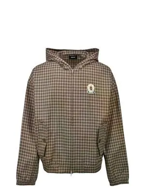 BREATH Checked Hooded Zip-up Jacket - Brown