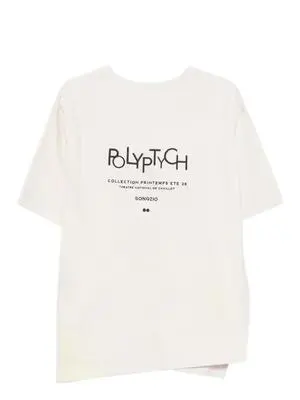 SONGZIO Asymmetric-hem Side-slit T-shirt - Neutrals