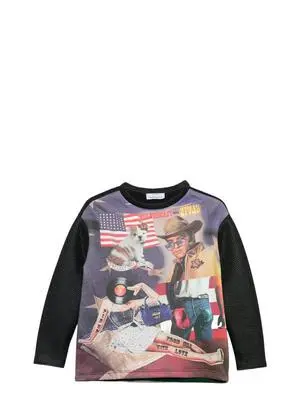 The Artistylist Graphic Print Mesh-panel Sweatshirt - Black
