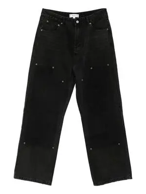 FOUND Rivet Embellished Wide-leg Jeans - Black
