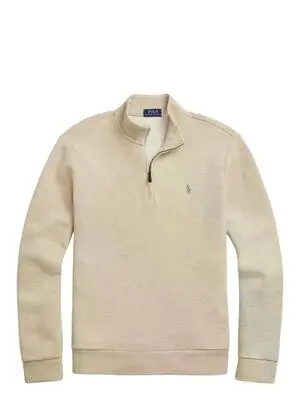 Polo Ralph Lauren Quarter-zip Embroidered-logo Sweater - Neutrals