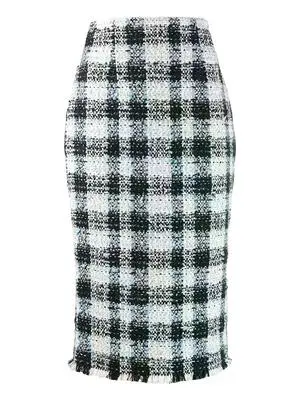 ALEXANDER MCQUEEN Alexander McQueen Plaid Tweed Knee-Length Skirt