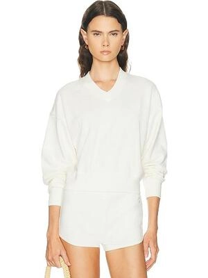 Eterne Cropped V-neck Sweatshirt - Bone
