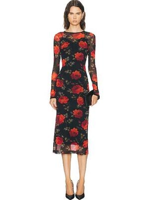 Carolina Herrera Long Sleeve Dress - Black Multi