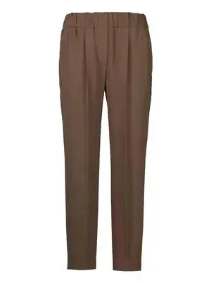 Brunello Cucinelli Pleated Elasticated-waist Trousers - Brown
