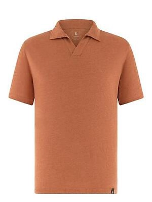 Boggi Milano Open-collar Regular-fit Stretch-linen Polo Shirt - Rust