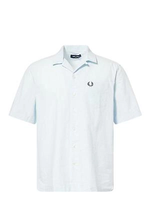 Fred Perry Revere-collar Cotton Seersucker Shirt - Light Ice