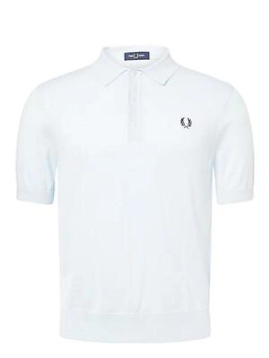 Fred Perry Short-sleeve Knitted Cotton Polo Shirt - Light Ice