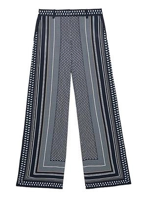 REISS Anna Scarf-print Woven Trousers - Navy