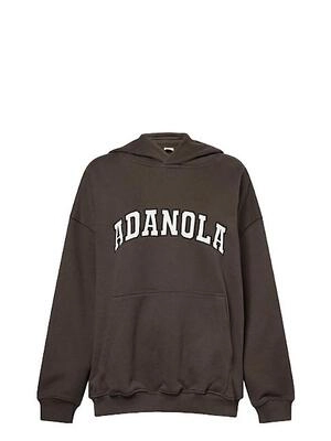 ADANOLA Varsity Oversized Cotton Hoodie - Coffee Bean
