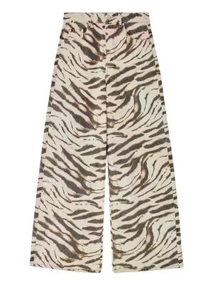 GANNI Lari Zebra-print Jeans - Neutrals