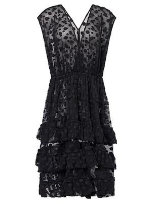 Dries Van Noten Dally Dot-print Mesh Midi Dress - Black