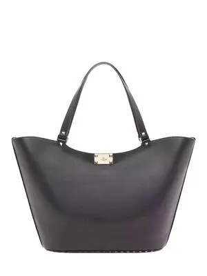 Valentino Garavani Rockstud Grainy Calfskin Shopping Bag - Black