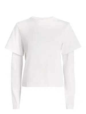 Still Here 2tee" Layered Organic Cotton T-shirt - White
