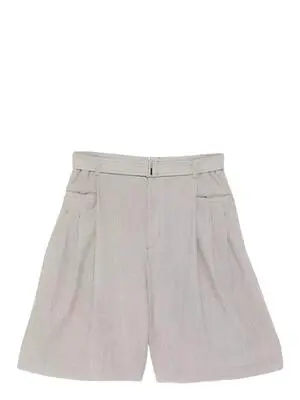 SONGZIO Pleated Belted Shorts - Neutrals