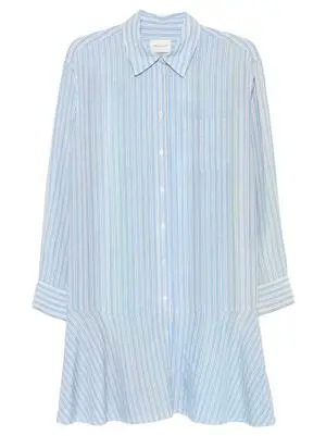 Gant Vertical Stripe Dropped Waist Mini Shirt Dress - Blue
