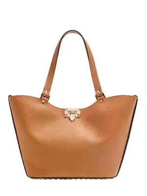 Valentino Garavani Rockstud Grainy Leather Tote Bag - Brown