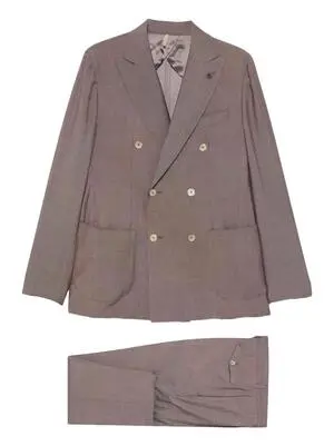 SANTANIELLO Double-breasted Peak-lapel Suit - Red
