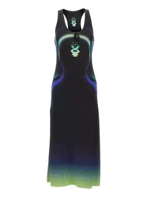 Casablanca Orchid Slinky Midi Dress - Black