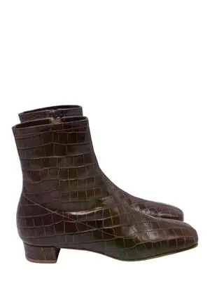 By Far Croc-embossed Ankle Boots - Brown