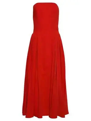 Florence & Fortitude Strapless Pleated Midi Dress - Red