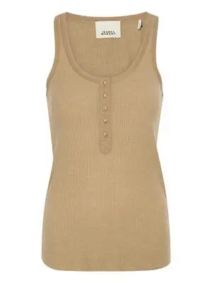 Isabel Marant Étoile Isabel Marant Helma Ribbed Silk Tank Top Bronze