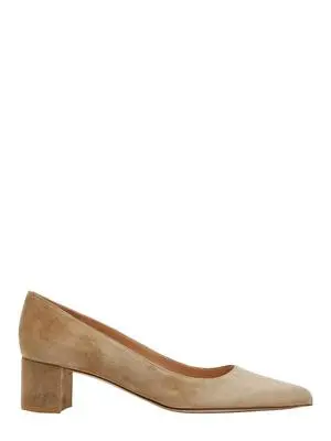 GIANVITO ROSSI Piper 45 Suede Pointed Toe Pumps - Camel